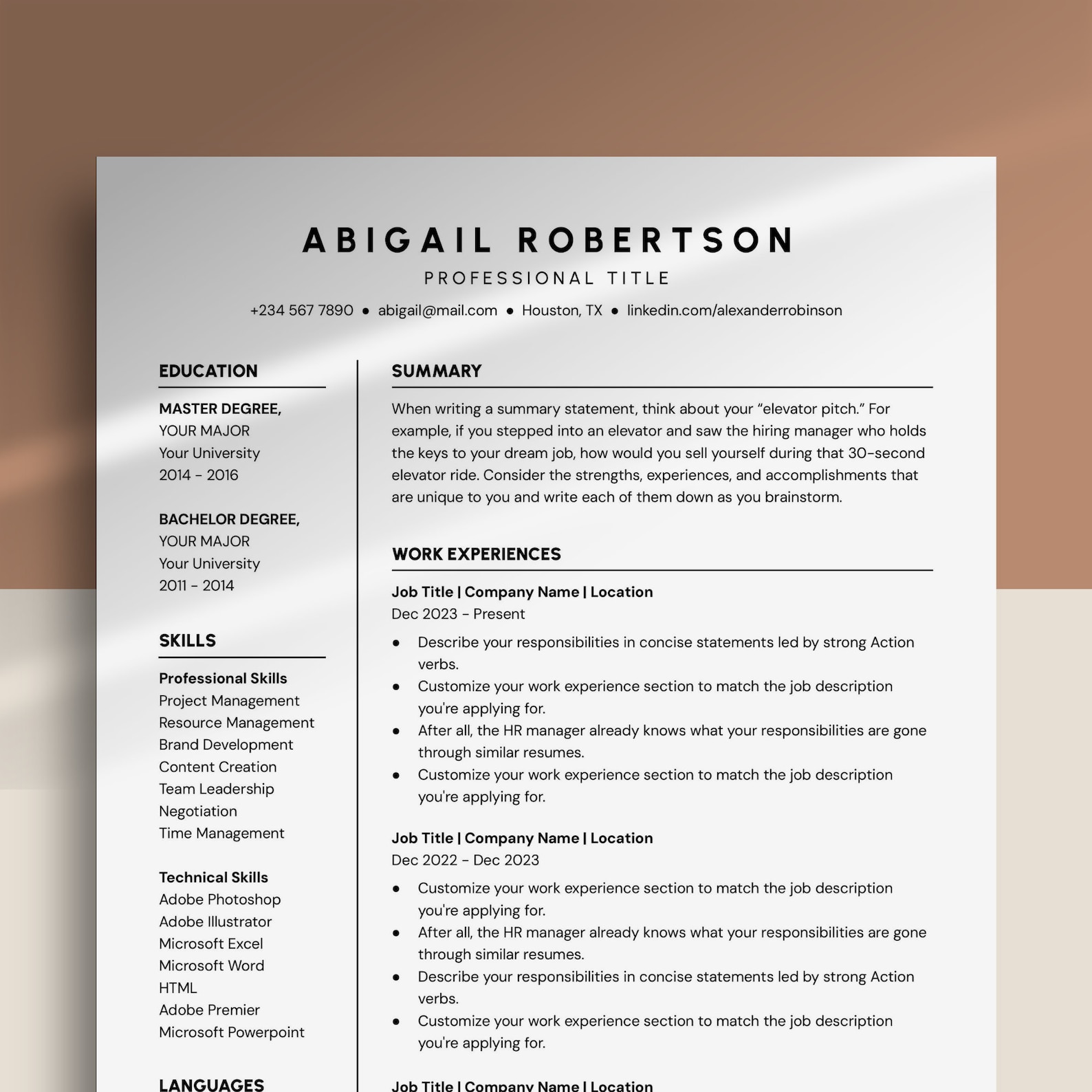 Simple Resume Template for Google Docs | Cover Letter & References ...