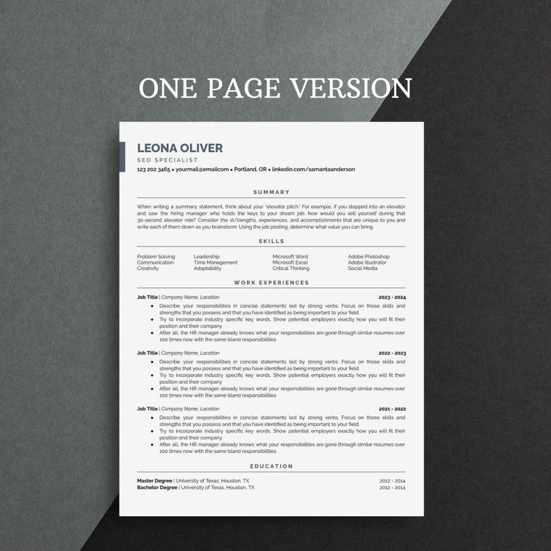 Google Docs Resume Template, ATS Microsoft Word Resume, ATS Friendly ...