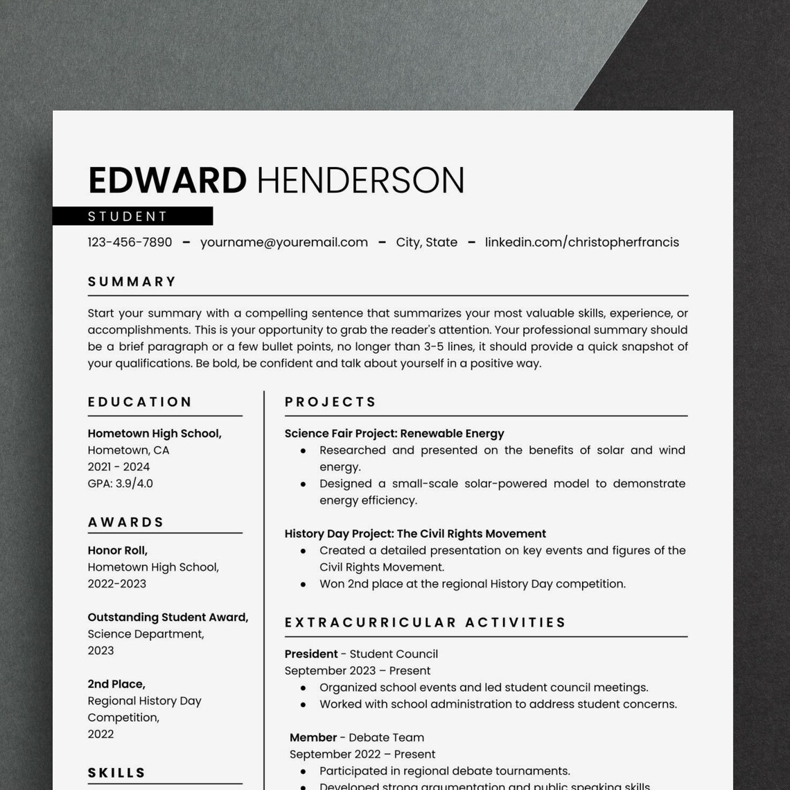 Student Resume With No Experience Resume Template Google Docs, Resume ...