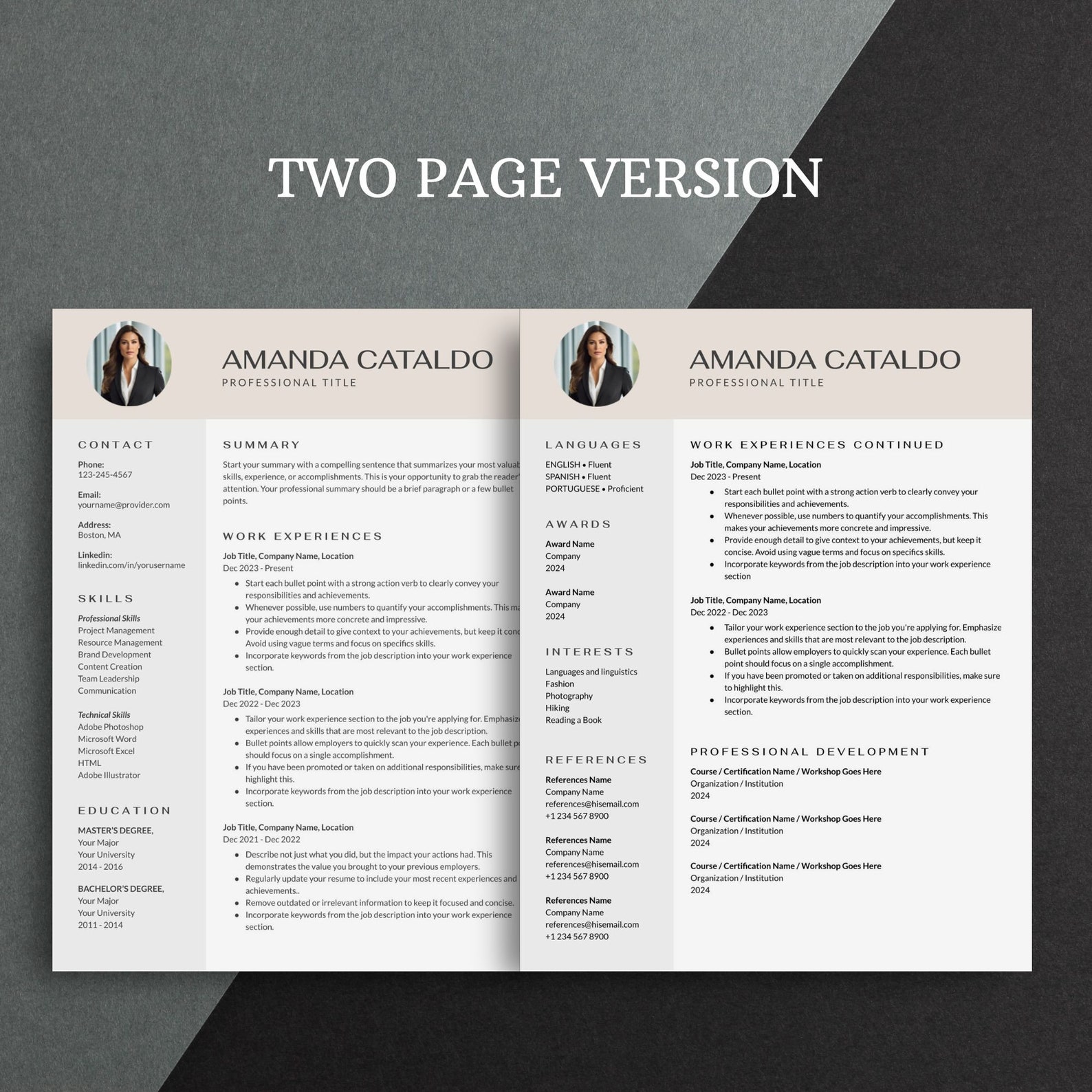 Google Docs Resume Template, Microsoft Word Resume, Professional Modern ...