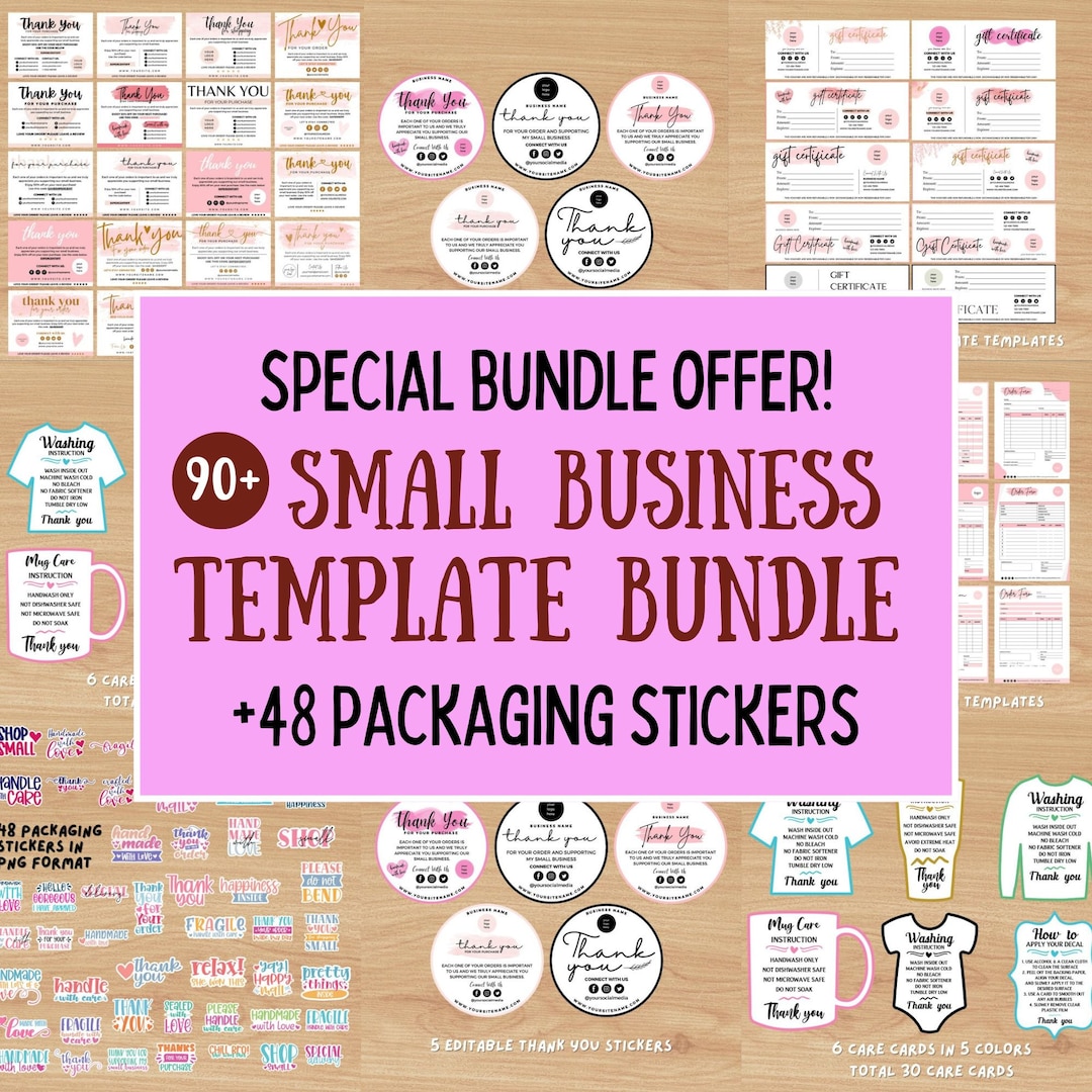 Small Business Bundle | Thank You Card | Gift Certificate | Order Form | Packaging Sticker ...