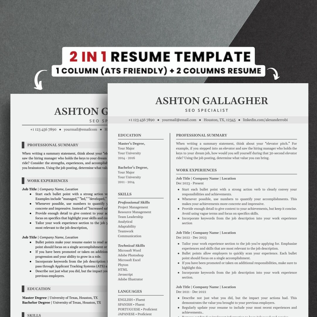 Modelo de currículo amigável ATS Google Docs e Word Modelo de carta de ...