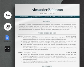 ATS Friendly Resume Template Google Docs and Word | Cover Letter ...