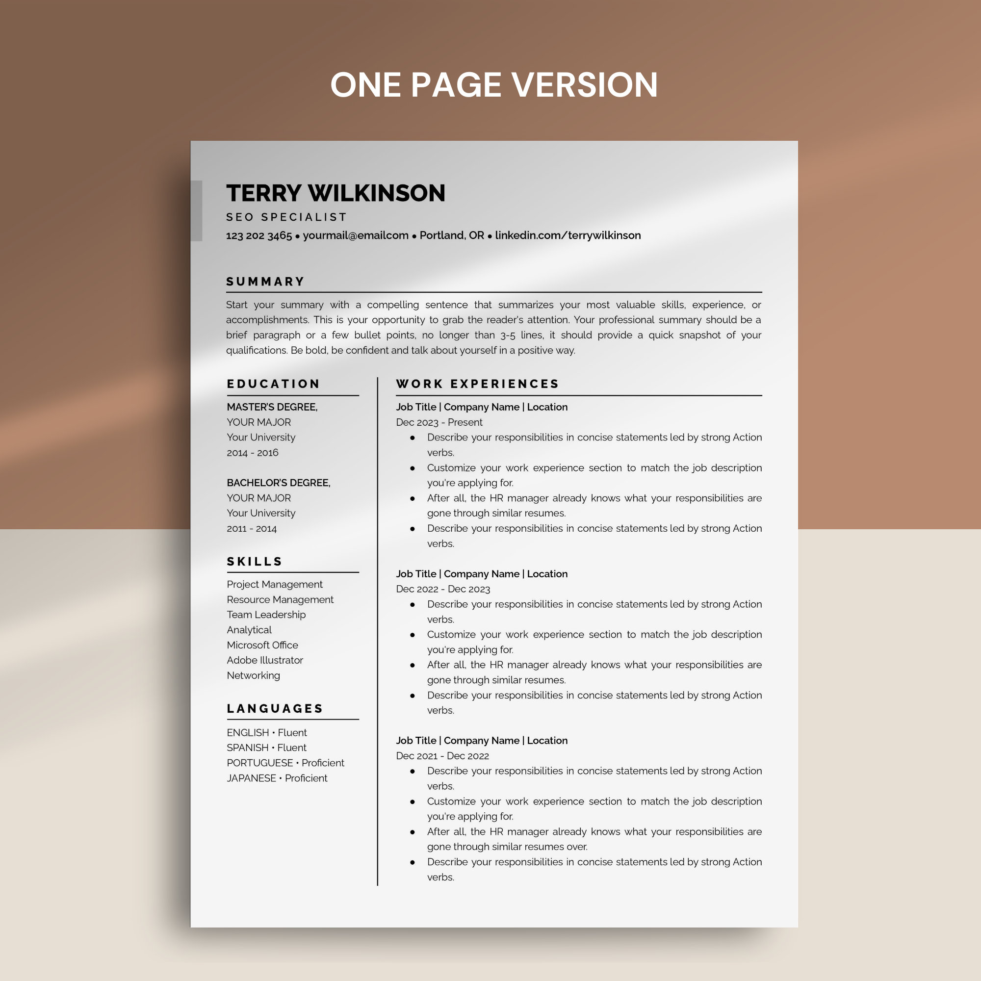 Minimalist Resume Template for Google Docs | Cover Letter & References ...