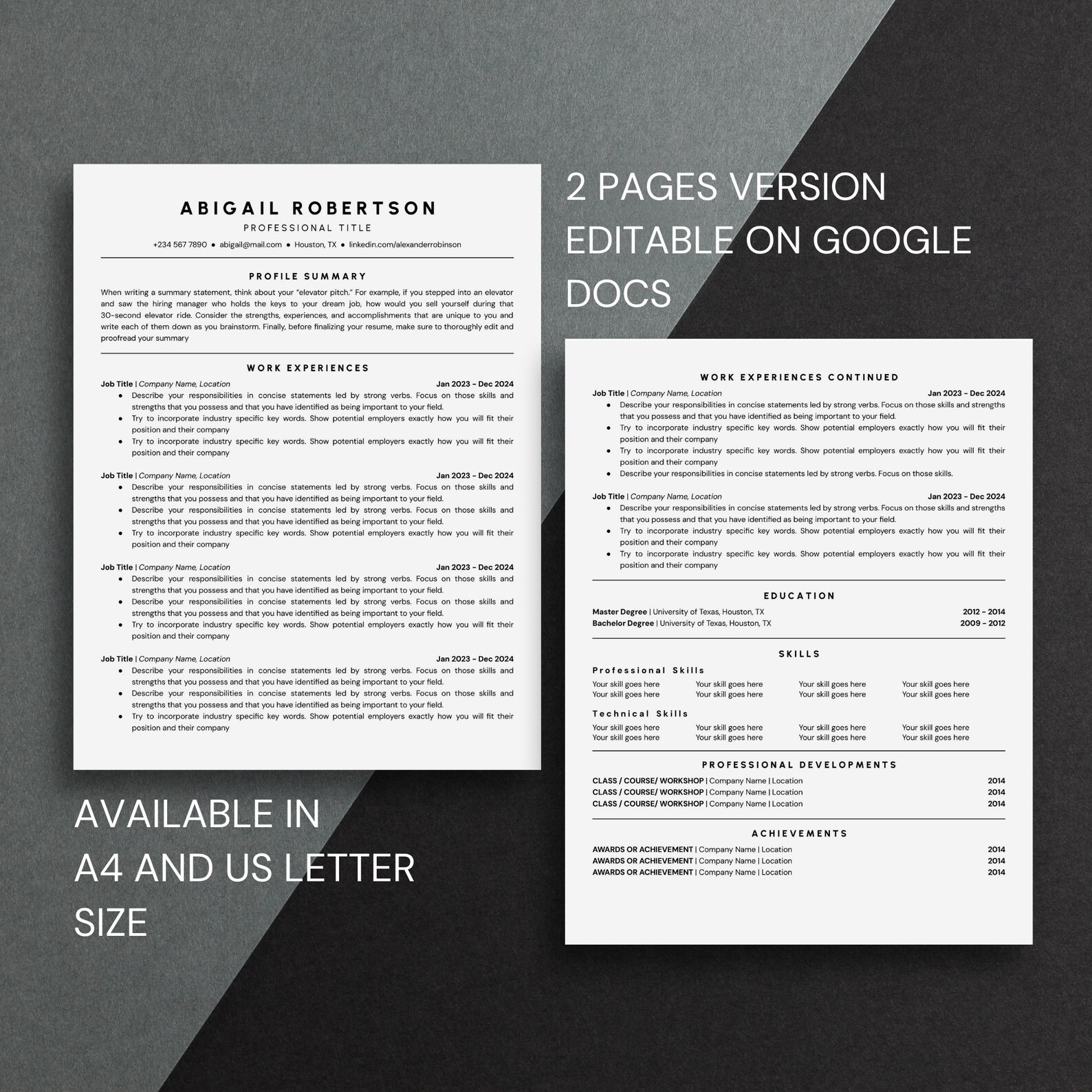ATS Friendly Resume Template | Cover Letter & References Template | ATS ...