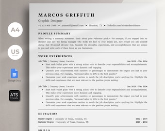 ATS Friendly Resume Template Google Docs Cover Letter & References ...