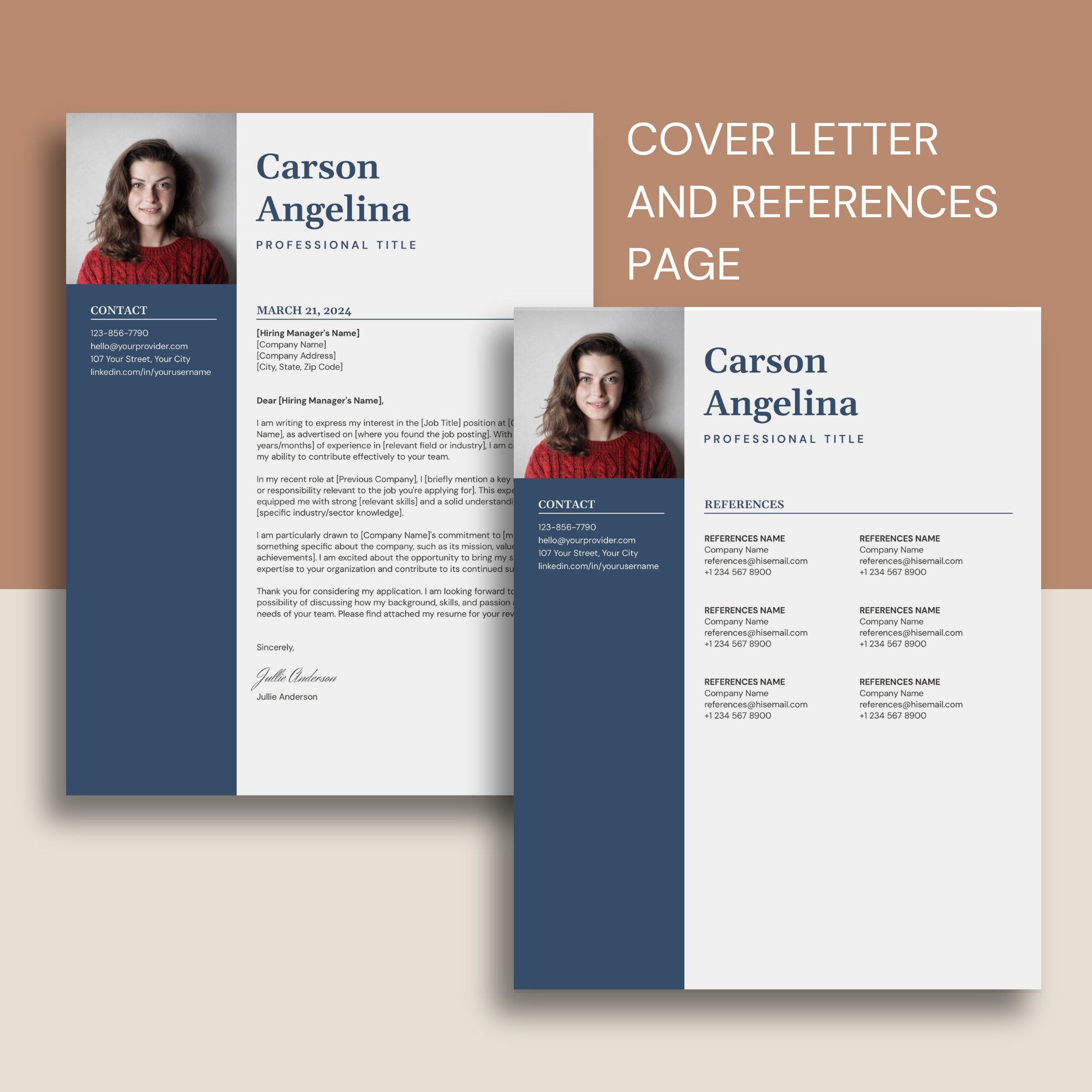 Resume Template With Photo | Cover Letter & References Template ...