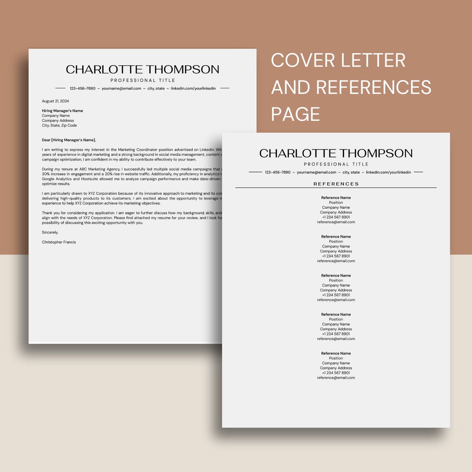 Resume Template 2 Columns | Cover Letter & References Template | Resume ...