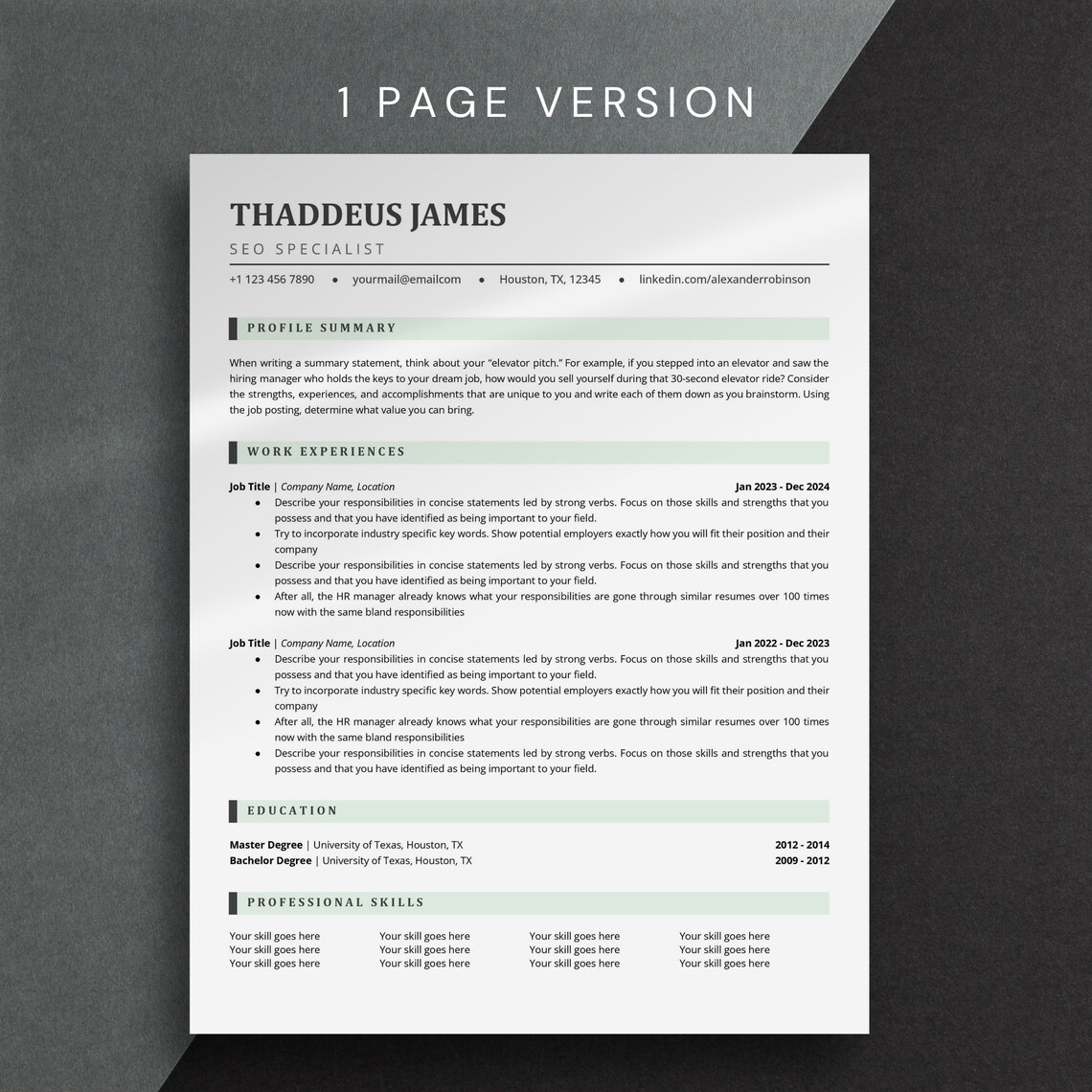 ATS Friendly Resume Template | Cover Letter & References Template ...