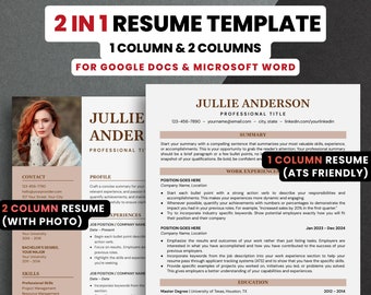 ATS Friendly Resume Template Google Docs and Word | Cover Letter ...