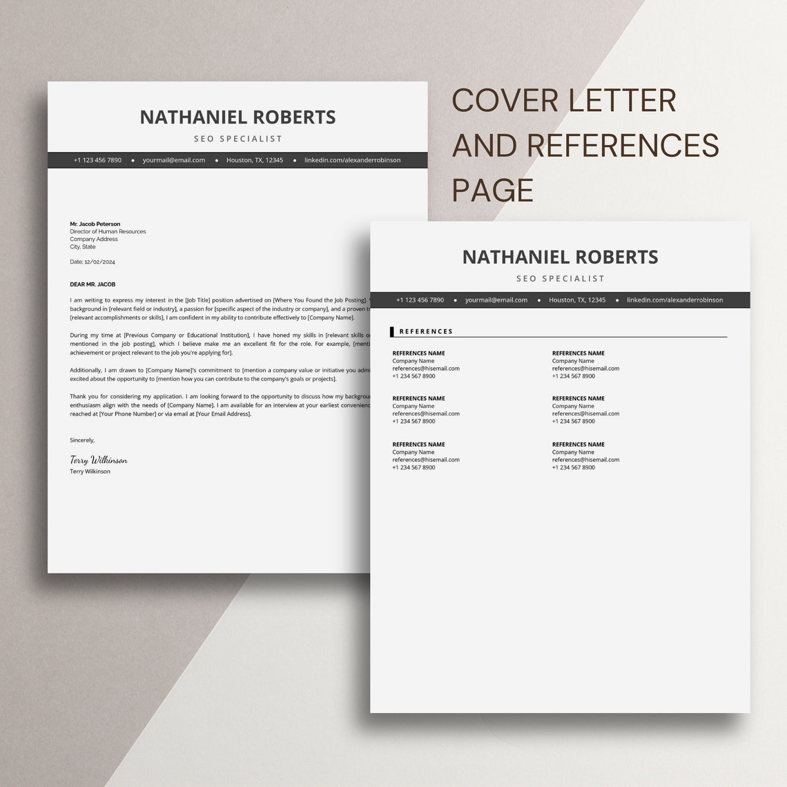 ATS Friendly Resume Template | Cover Letter & References Template ...