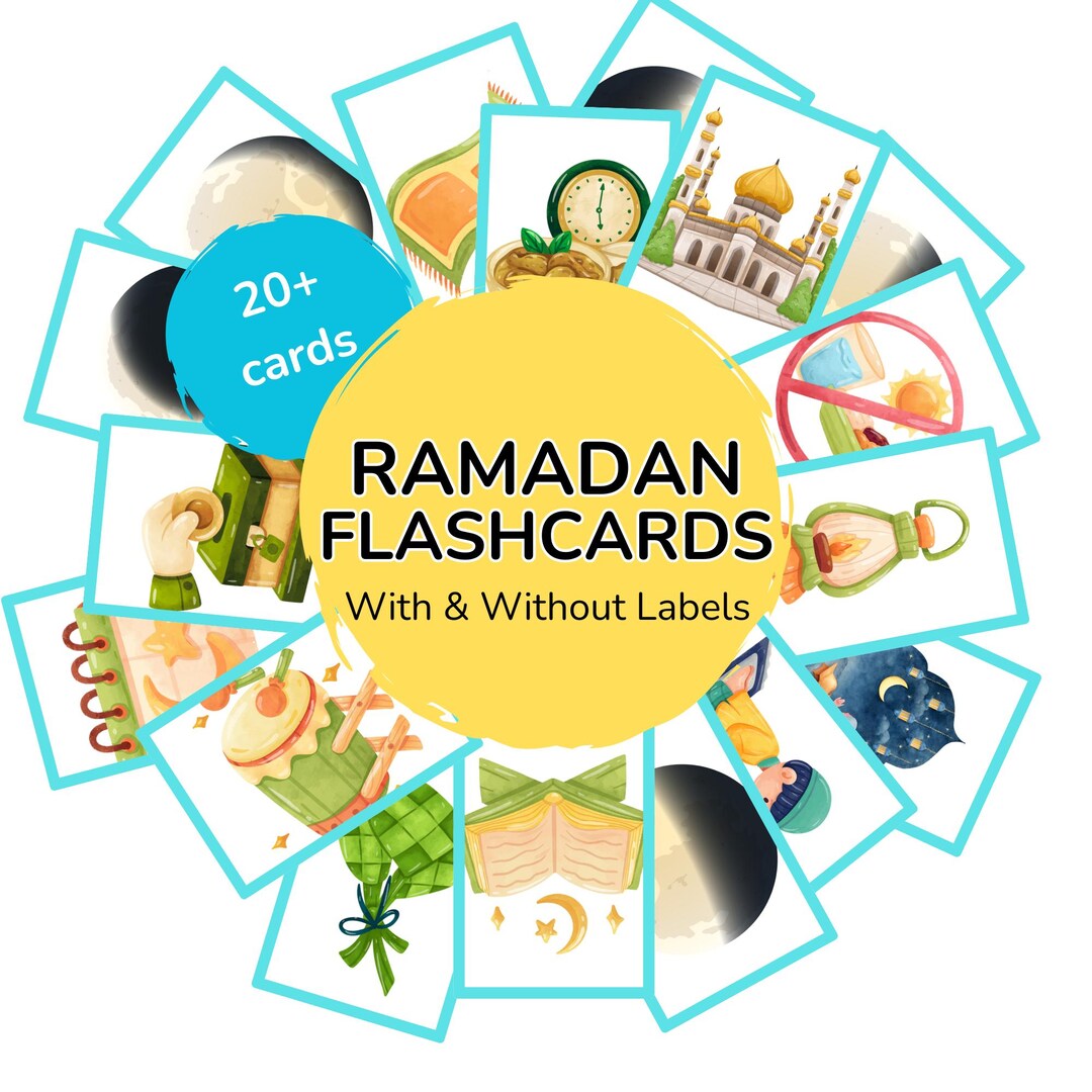 Ramadan Flashcards for Kids | With & Without Labels | Muslim Printable ...