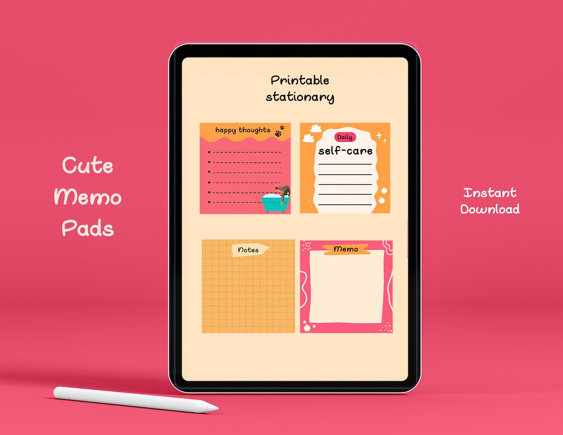 Printable Memo Sheets, Digital Download, Kawaii Stationary, Kawaii Memo ...