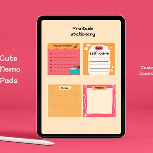 Printable Memo Sheets, Digital Download, Kawaii Stationary, Kawaii Memo ...