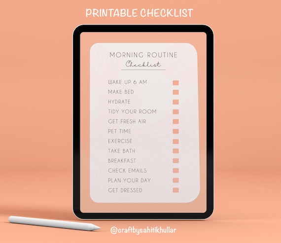 Printable Morning Routine Checklist Fillable Morning Etsy