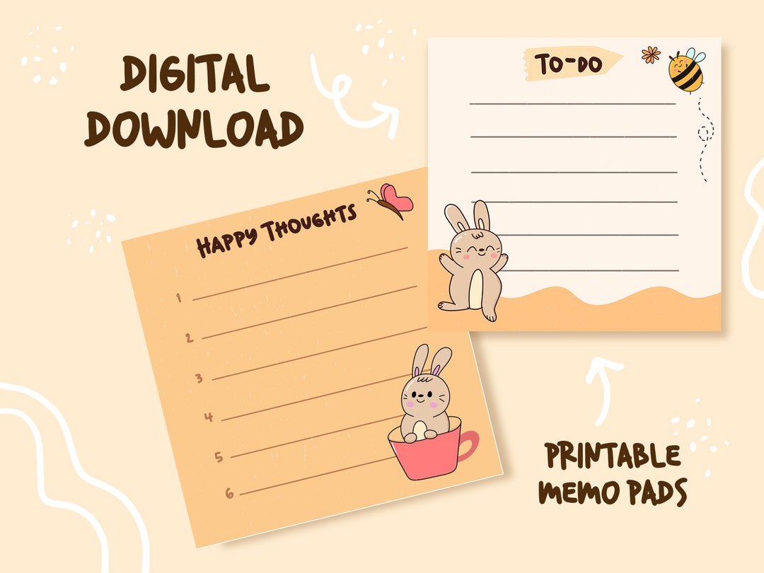 Printable Memo Sheets, Cute Bunny, Kawaii Stationary, Kawaii Memo ...