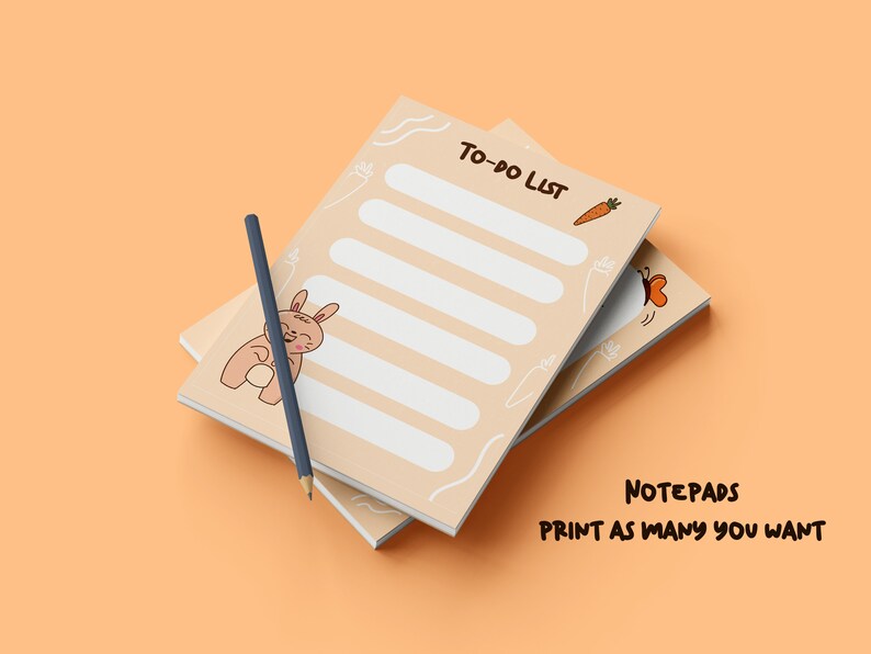 Printable Notepad, Cute Bunny, Kawaii Stationary, Kawaii Notepad, Cute ...