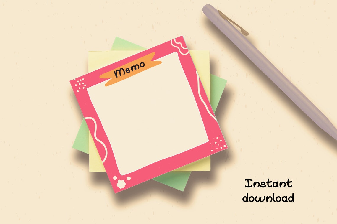 Printable Memo Sheets, Digital Download, Kawaii Stationary, Kawaii Memo ...