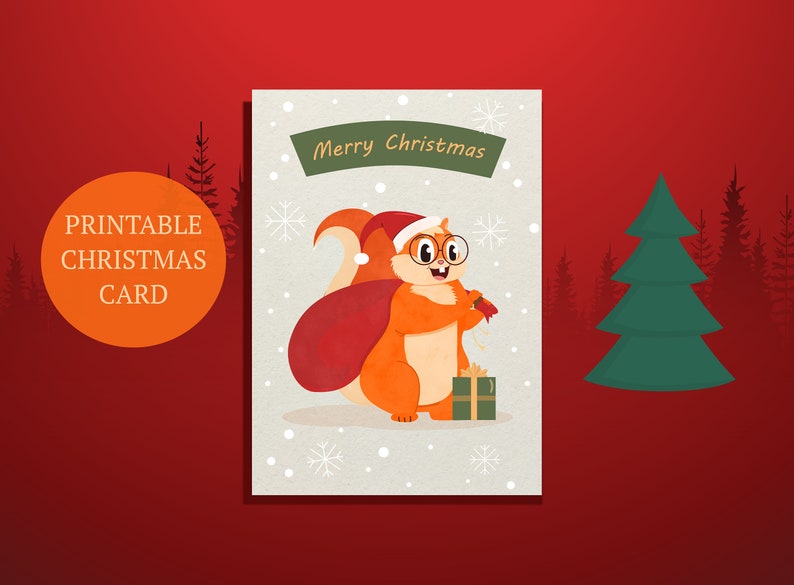 Printable Christmas Card, Instant Download Season's Greeting, Colourful ...