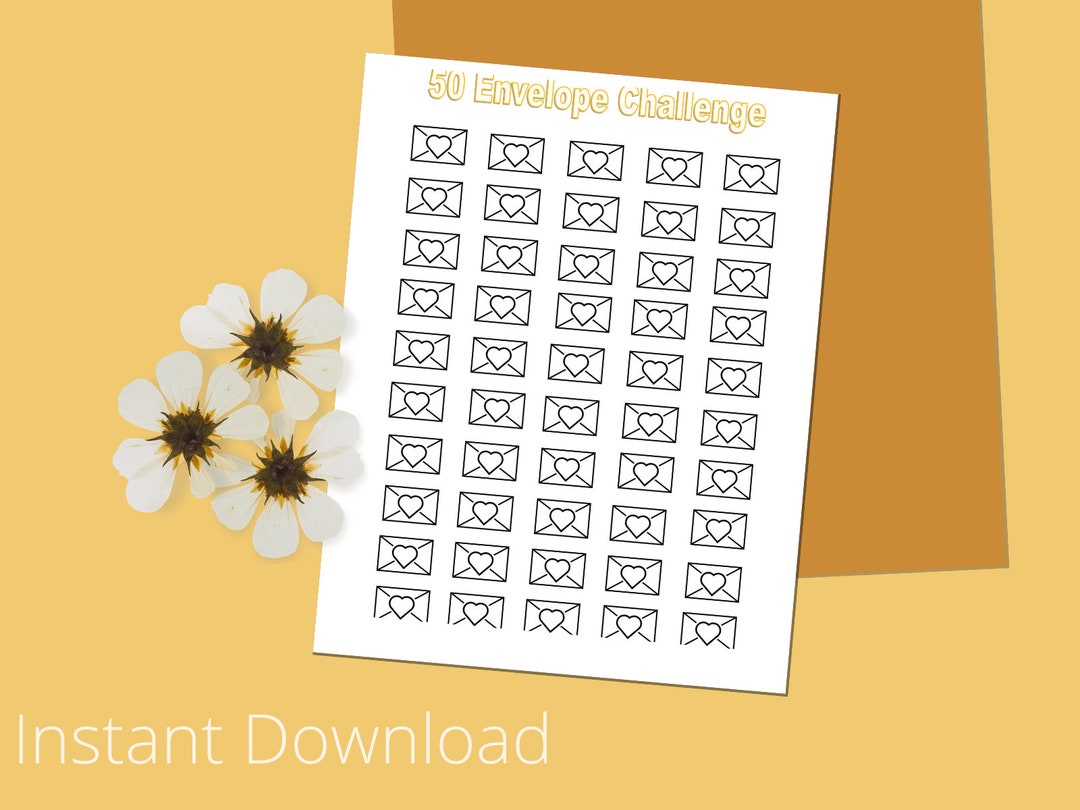 50 Envelope Challenge Instant Download Printable PDF Budget System Pay ...
