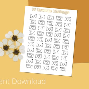 50 Envelope Challenge Instant Download Printable PDF Budget System Pay ...