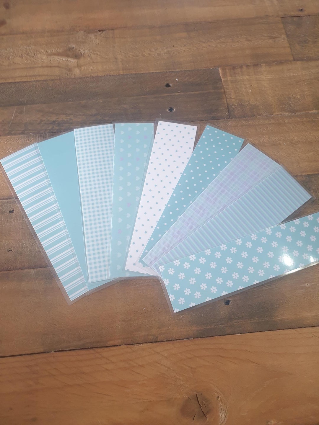 Individual Laminated Bookmarks, Blue Theme, Floral, Daisy, Spotty - Etsy