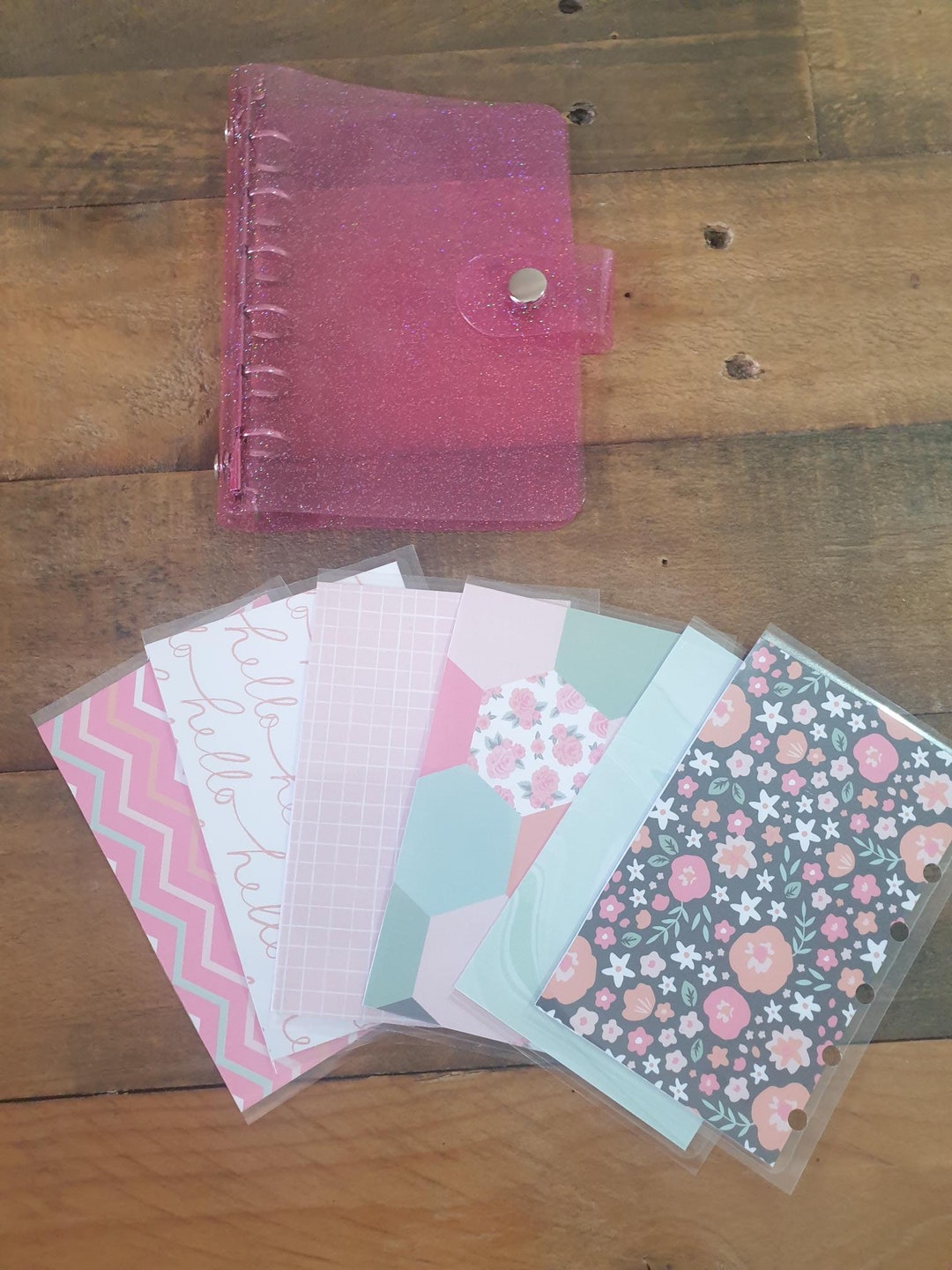 A7 Kit, Glitter Hot Pink Budget Binder Planner With 6 Laminated Cash ...