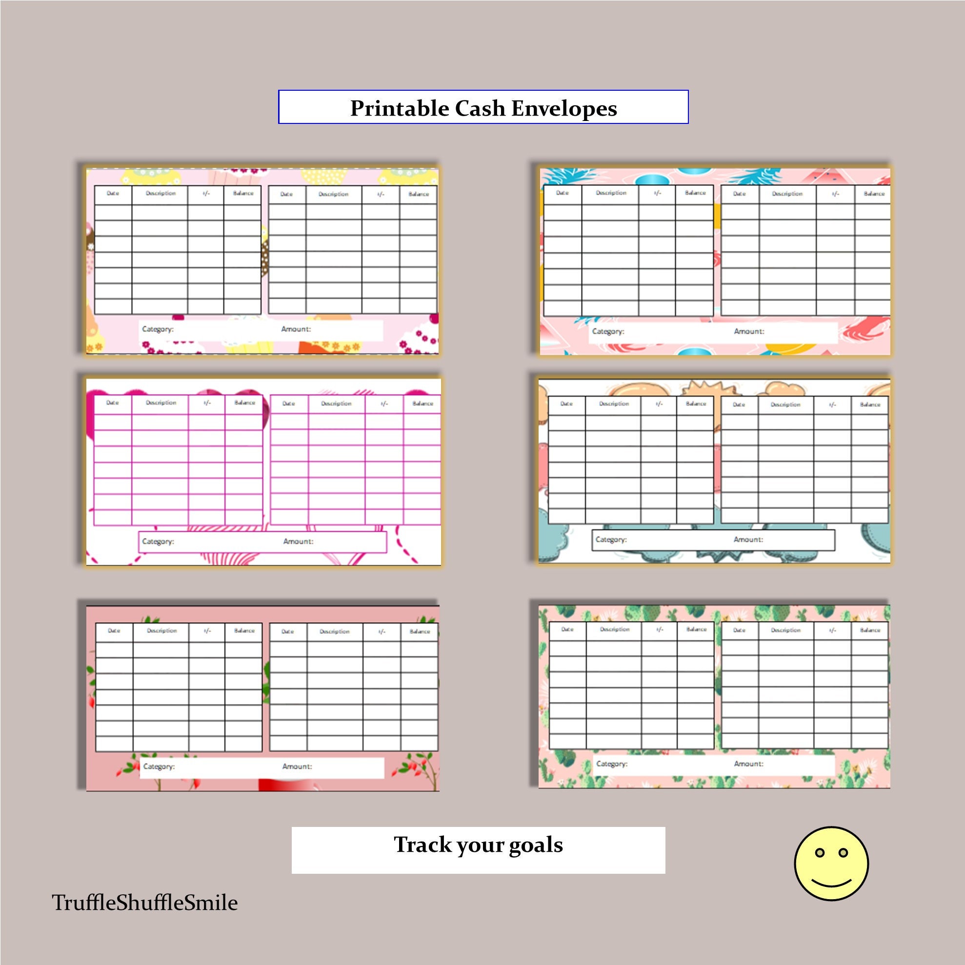Blue Themed Printable Cash Envelopes Tracker Budget Instant - Etsy