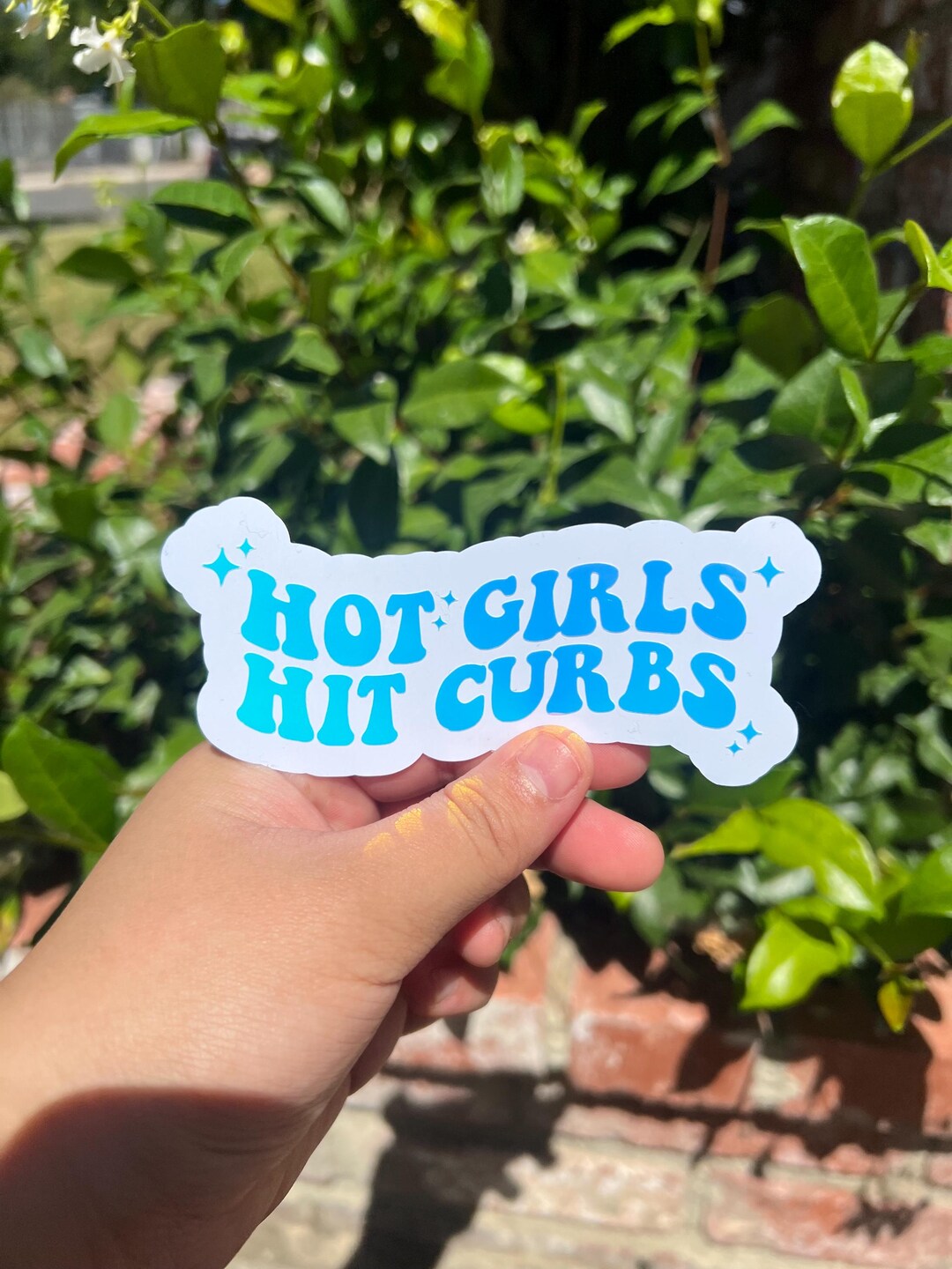 Holographic Hot Girls Hit Curbs Vinyl Decal | Funny Car Sticker | Cute ...