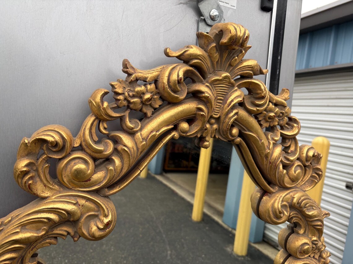 Late 20th Century Louis XV Cartouche Rococo Baroque Style Gilt Wood ...