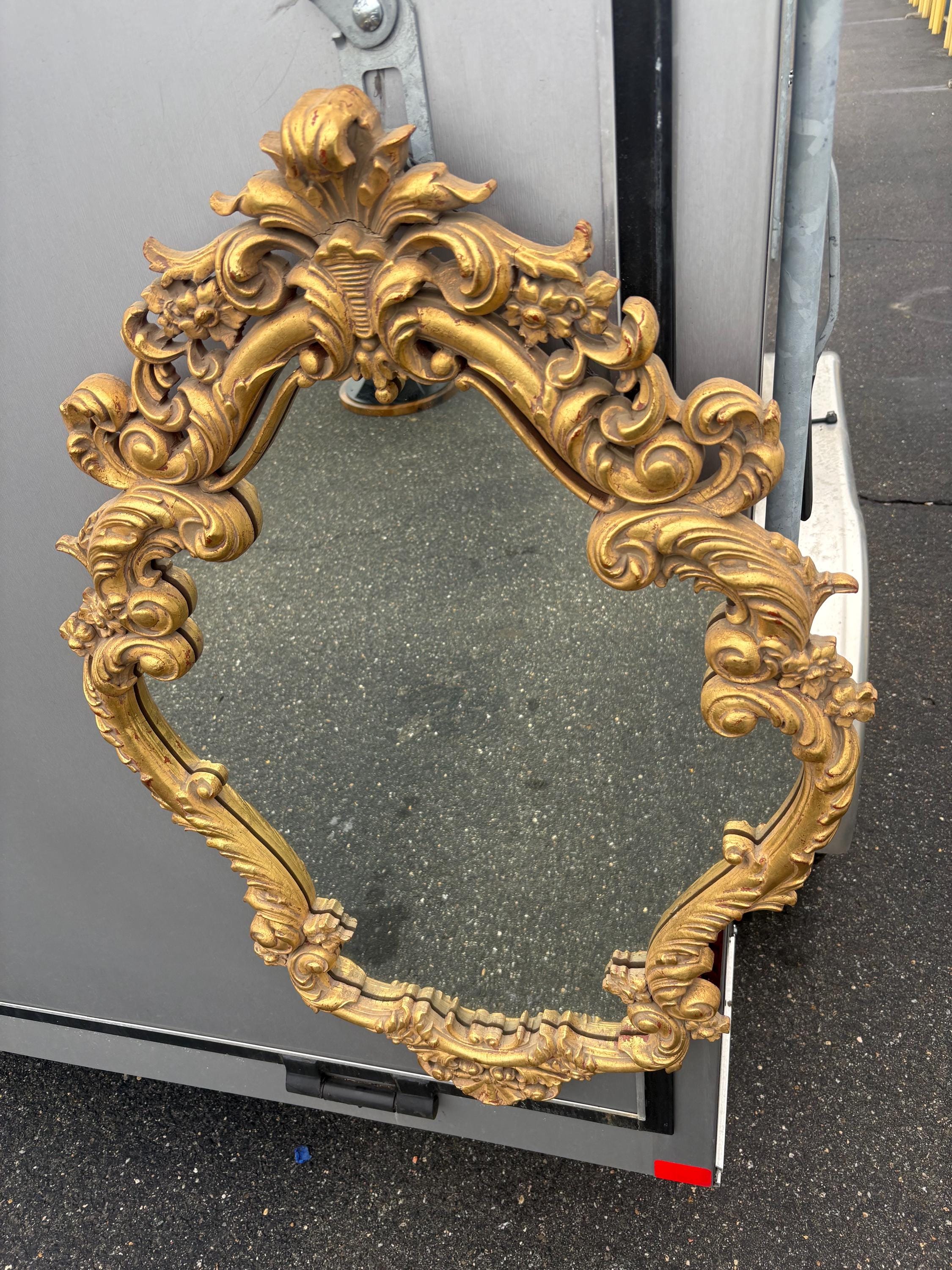 Late 20th Century Louis XV Cartouche Rococo Baroque Style Gilt Wood ...