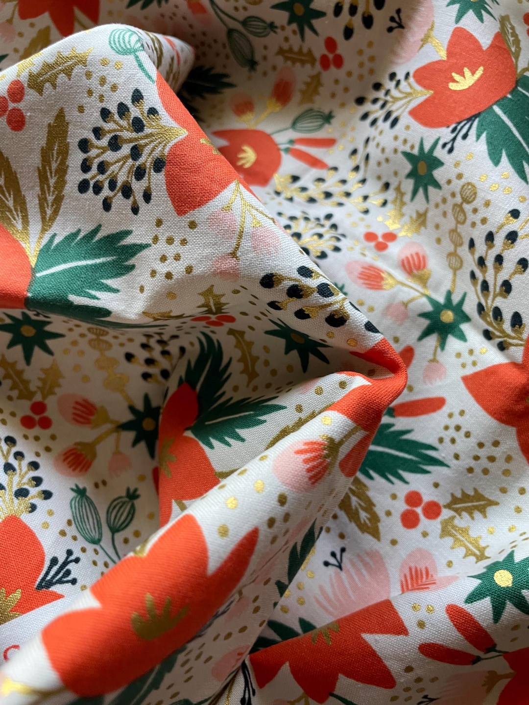 Poinsettia Metallic in Cream | Holiday Classics Collection | Rifle ...