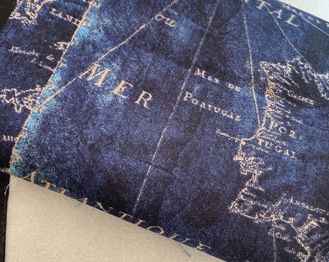Nautical Maps Fabric | Dark Blue With Gold Lettering | 29” X 44” - Etsy