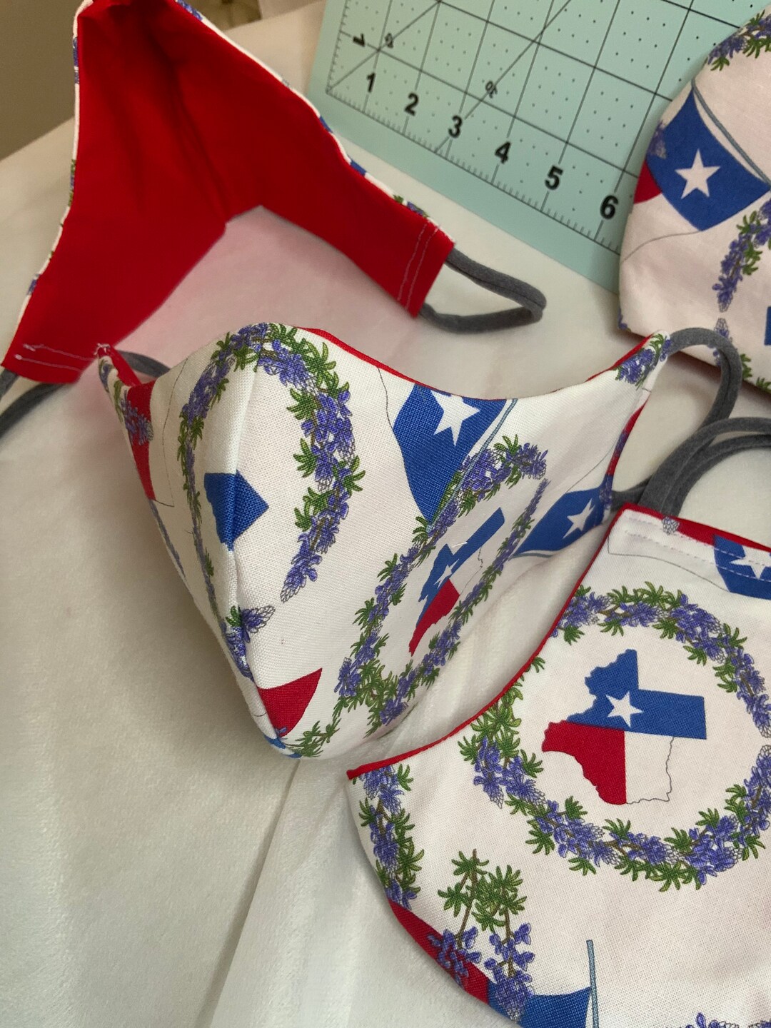 Red White and Blue Texas Bluebonnet Face Mask - Etsy