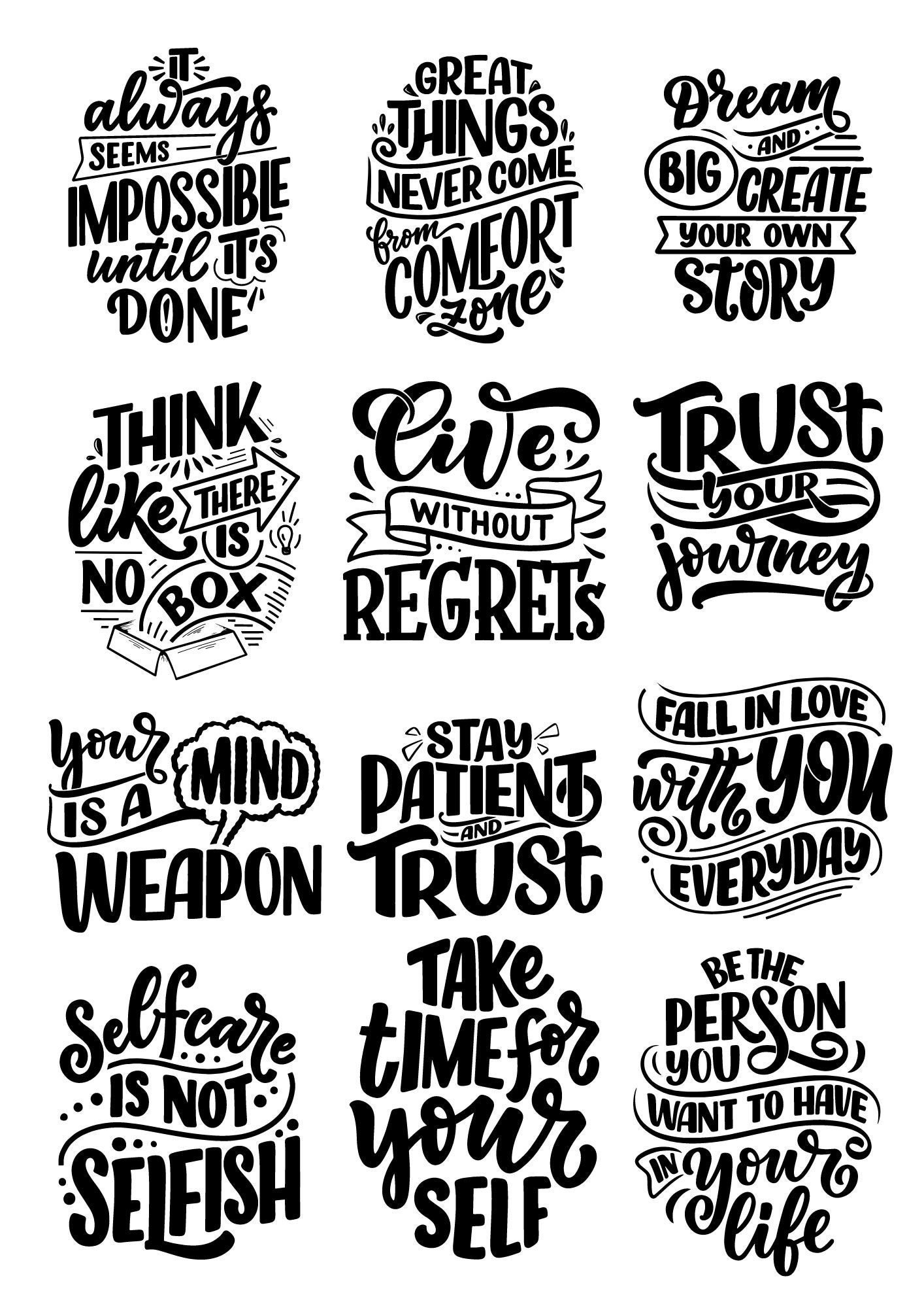 Motivational Quotes Digital Stickers pre-cropped, Motivational Quotes ...