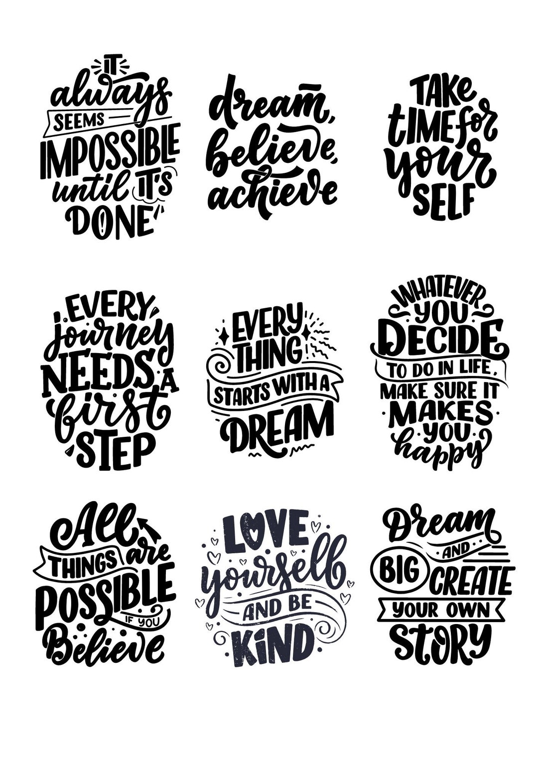 Motivational Quotes Digital Stickers pre-cropped, Motivational Quotes ...