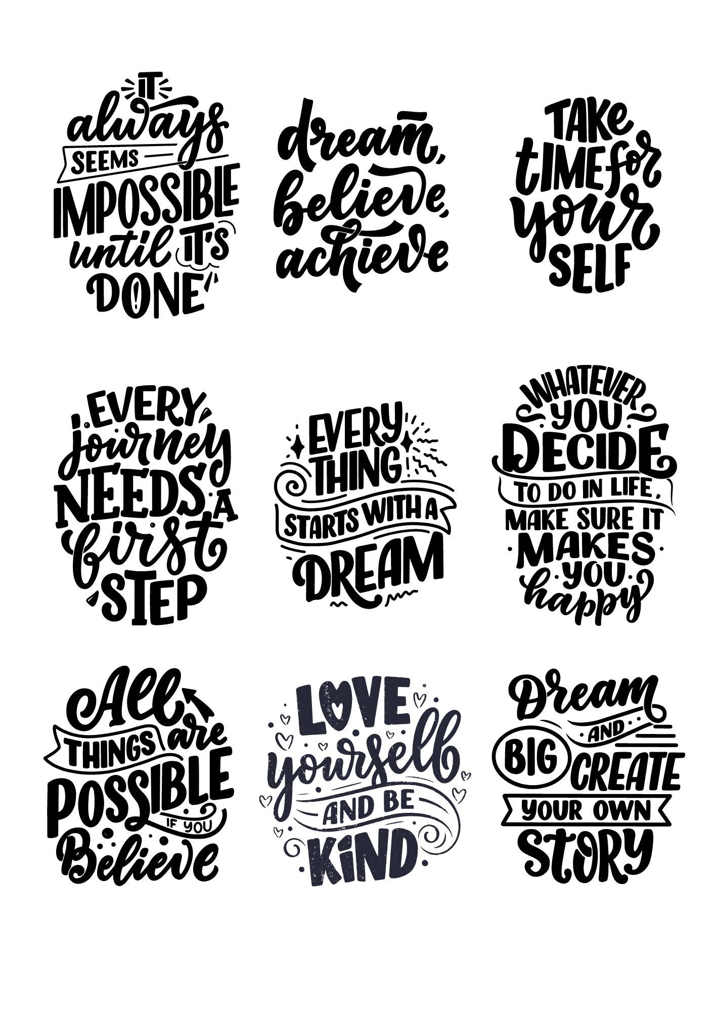Motivational Quotes Digital Stickers pre-cropped, Motivational Quotes ...