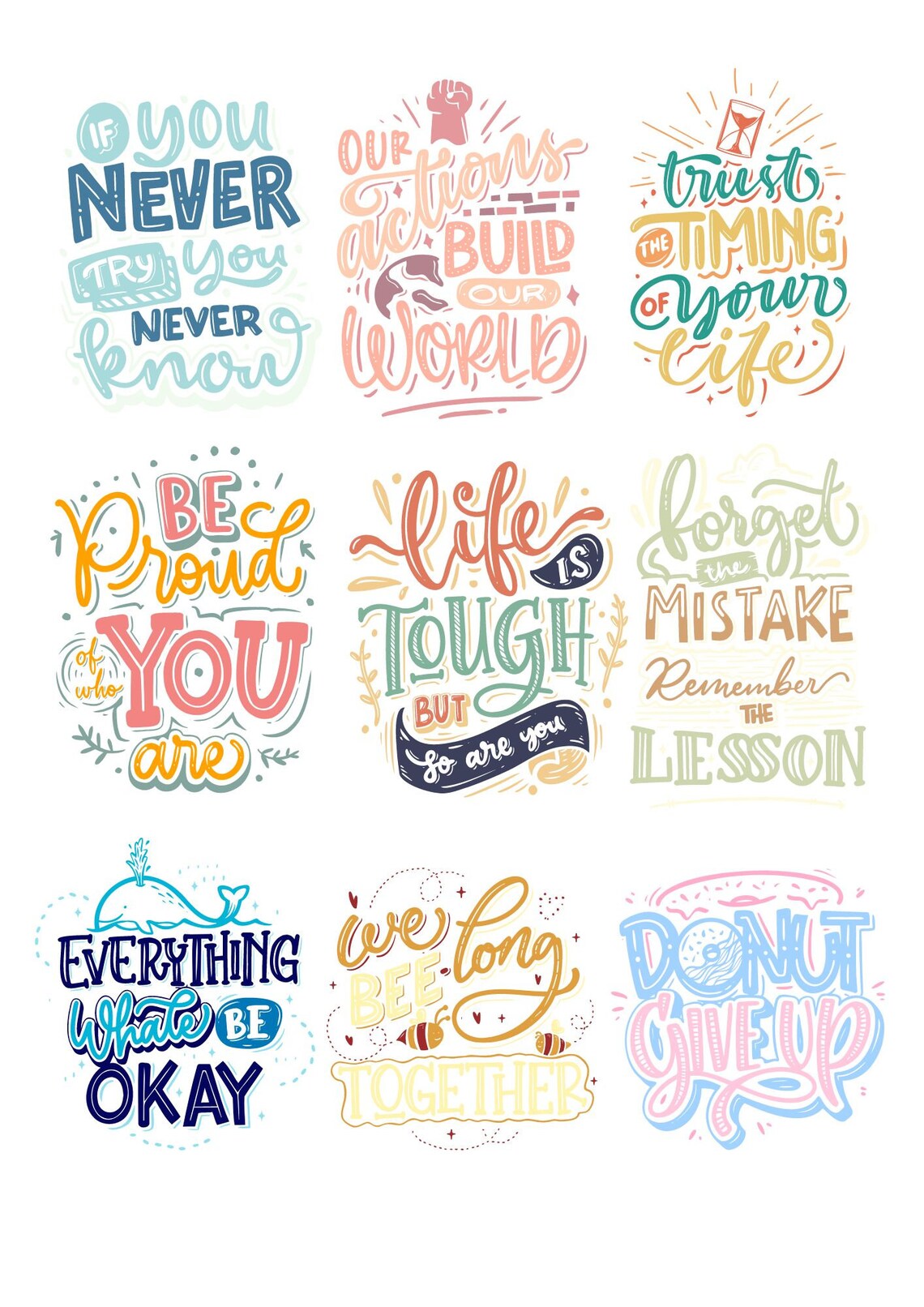 Motivational Quotes Digital Stickers (pre-cropped), Motivational Quotes ...