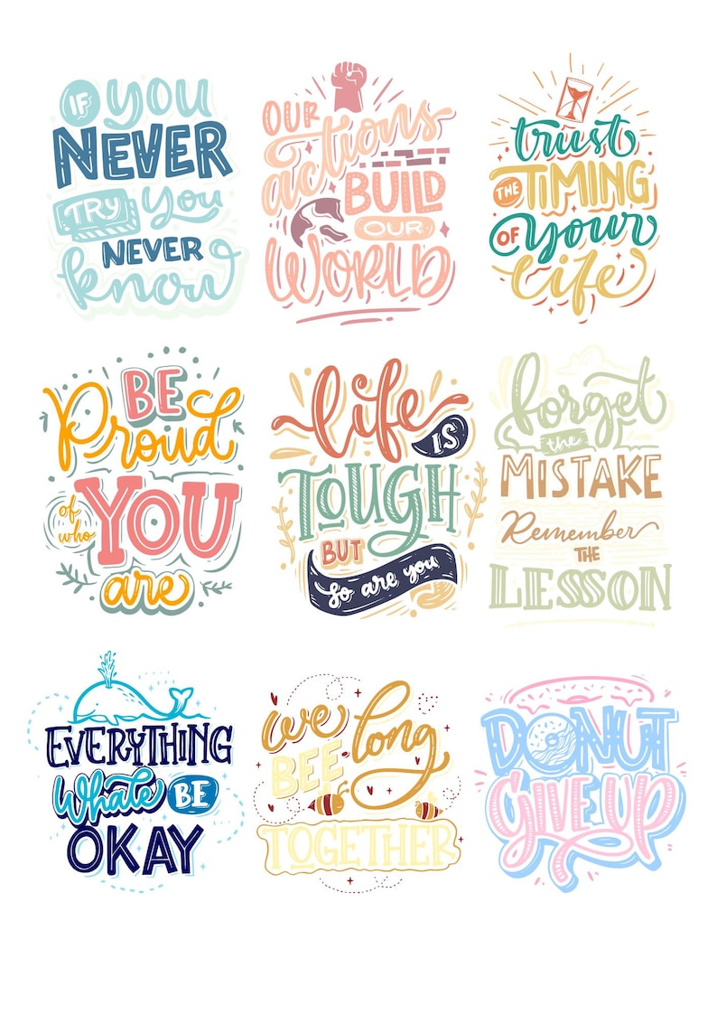 Motivational Quotes Digital Stickers (pre-cropped), Motivational Quotes ...