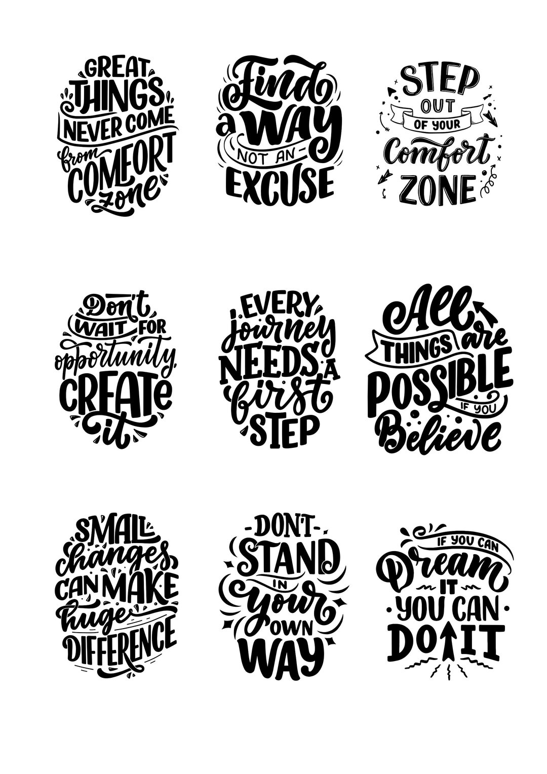 Motivational Quotes Digital Stickers (pre-cropped), Motivational Quotes ...