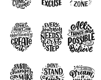 Motivational Quotes Digital Stickers (pre-cropped), Motivational Quotes ...