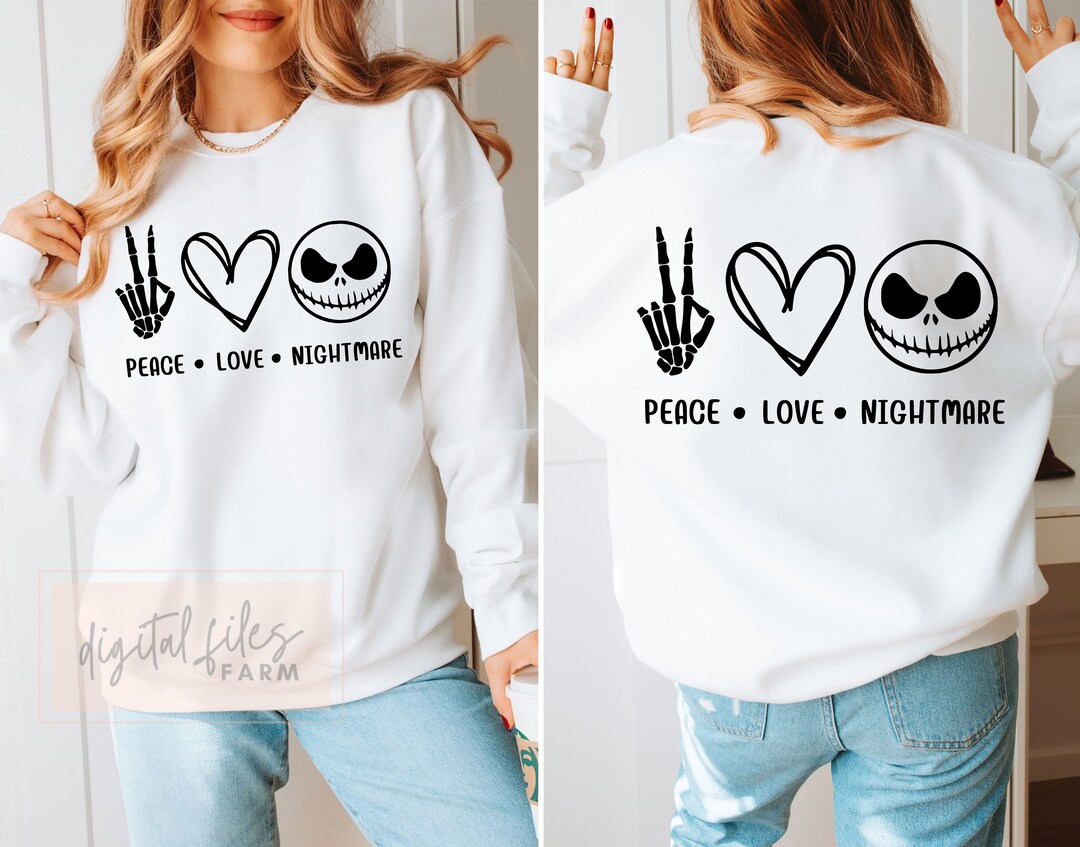 Peace Love Nightmare SVG, Peace Love Halloween Svg, Funny Nightmare Svg ...