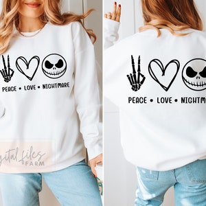 Peace Love Nightmare SVG, Peace Love Halloween Svg, Funny Nightmare Svg ...