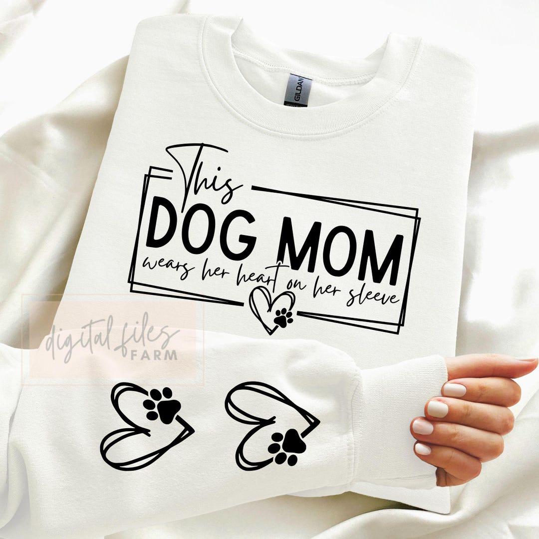 Dog Mom Heart Paw SVG: Valentine Pet Lover Shirt Design (digital ...