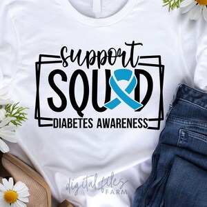 Support Squad Diabetes Awareness Svg, Blue Ribbon Svg, Diabetes Svg ...