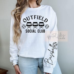 Baseball SVG, Outfield Social Club, Baseball Mom SVG, Baseball Sleeve ...