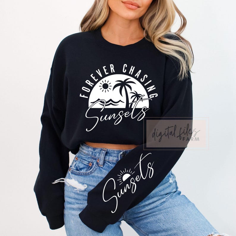 Beaches SVG, Forever Chasing Sunsets, Summer Shirt PNG Design (digital ...