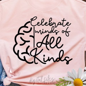 Celebrate Minds of All Kinds Svg, Mental Health Svg, Autism Awareness ...