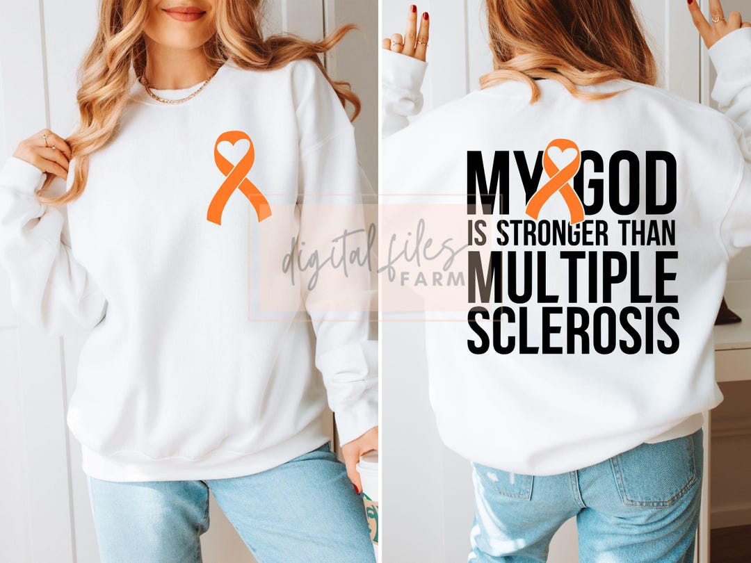 God Stronger Orange Ribbon Multiple Sclerosis Awareness Svg, Support MS ...