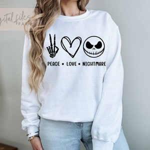 Peace Love Nightmare SVG, Peace Love Halloween Svg, Funny Nightmare Svg ...